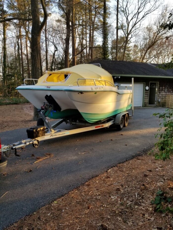 Seagull 20ft power catamaran bow dodger The Element Marine Canopy Inc ...